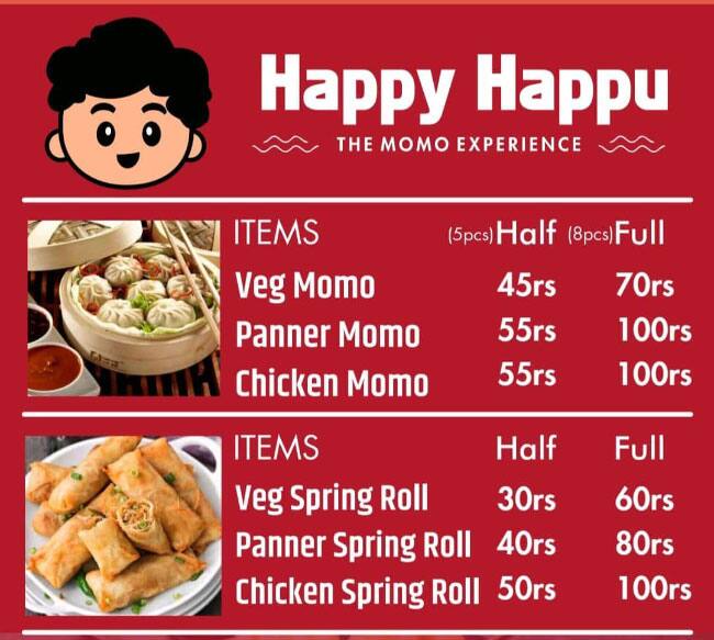 Menu of Happy Happu, Anandpuri, Patna