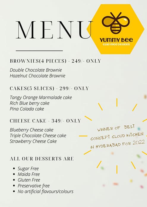Menu at Yummy Bee Kukatpally Central Kitchen- Delicious, SugarFree ...