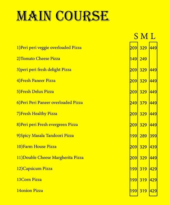 Menu at The Pizza Cave, Delhi