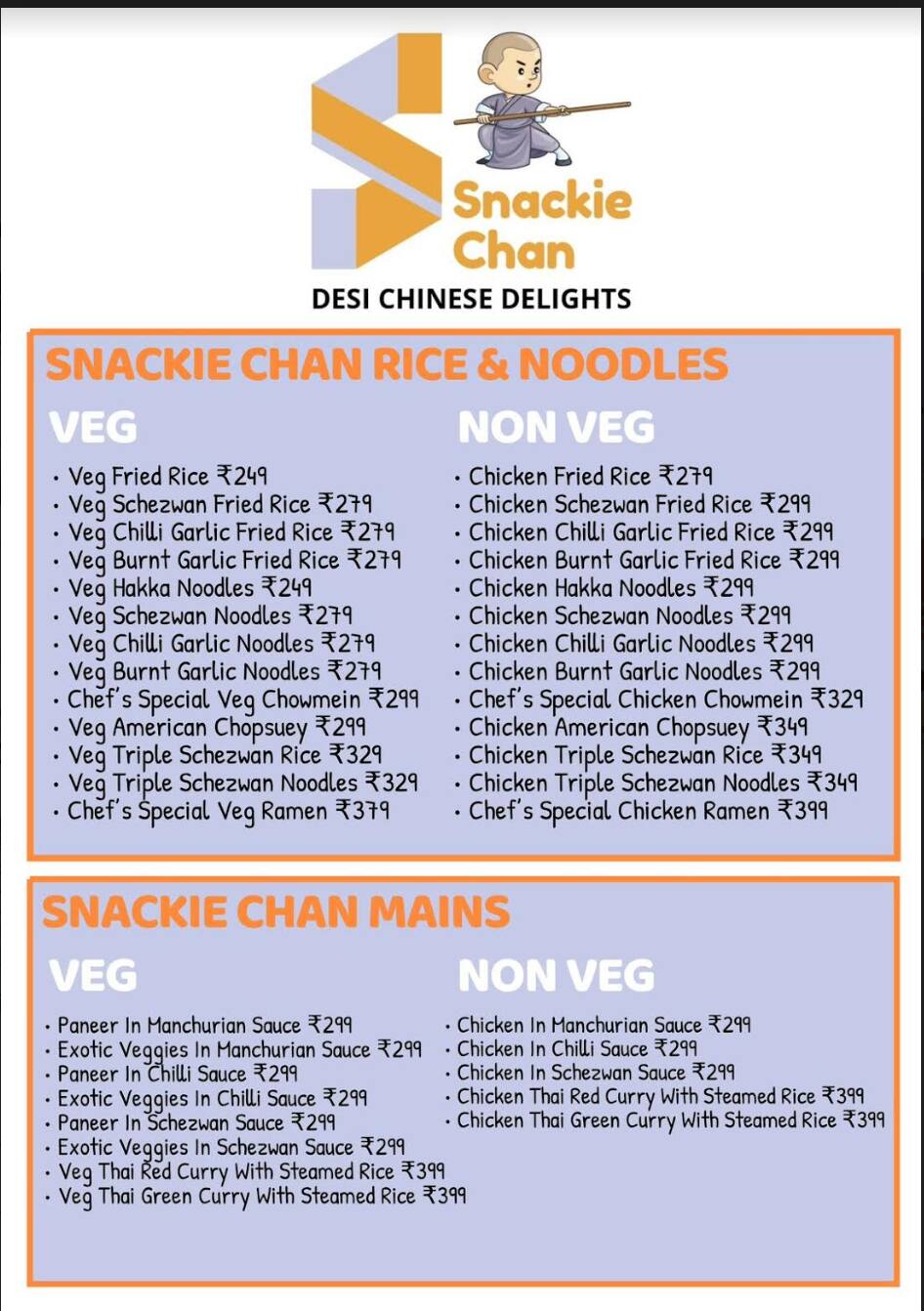 Menu of Snackie Chan - Desi Chinese Delights, Vashi, Navi Mumbai