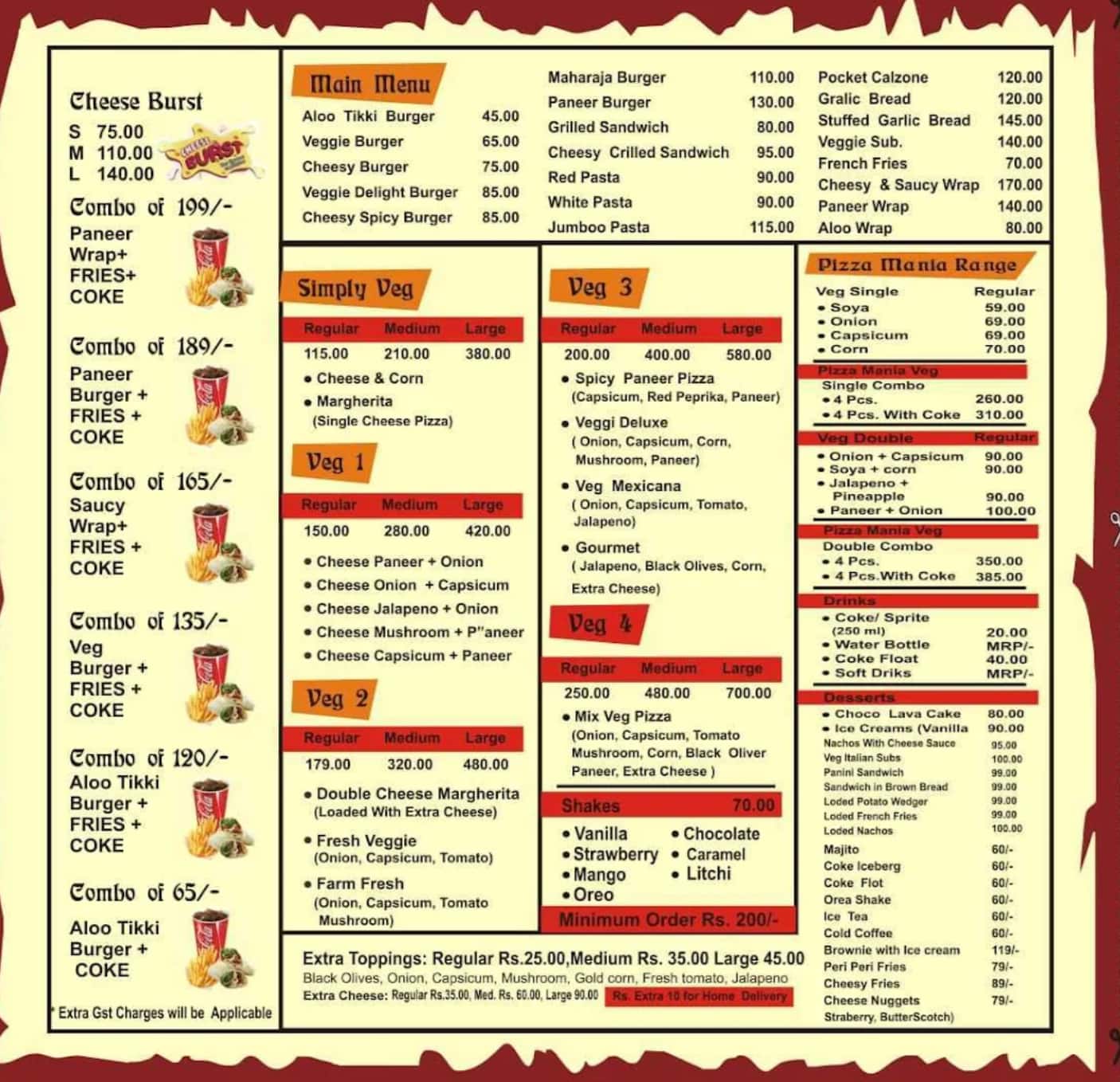 Menu of Saucy Slice Pizza, Saket Nagar, Kanpur