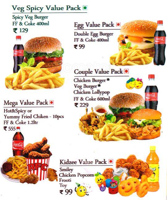 Menu at Rfc, Chennai