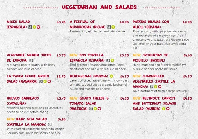 Menu at La Tasca restaurant, Glasgow, 39-43 Renfield St