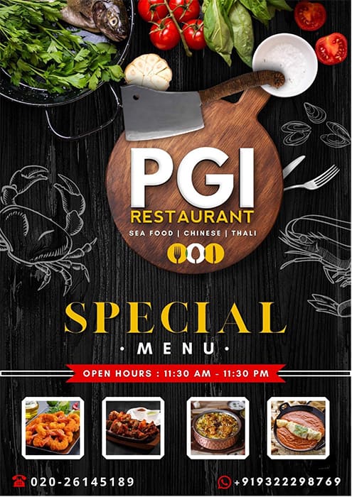 Menu of PGI Restaurant, Rasta Peth, Pune