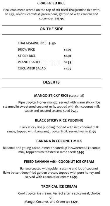 Menu at Royal Orchid Restaurant, Renton