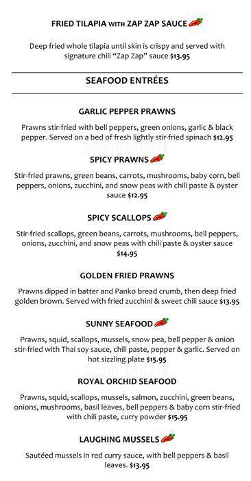 Menu at Royal Orchid Restaurant, Renton