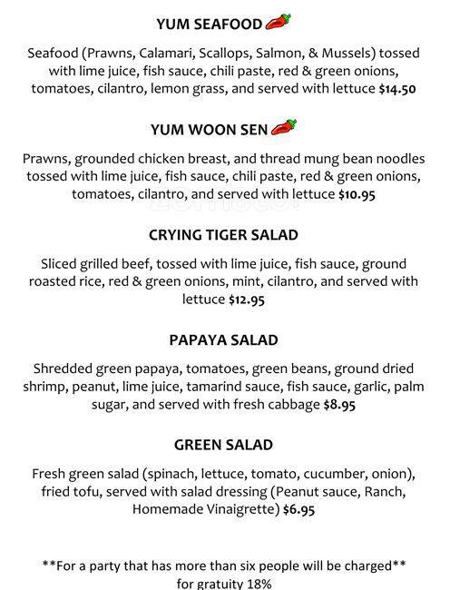 Menu at Royal Orchid Restaurant, Renton