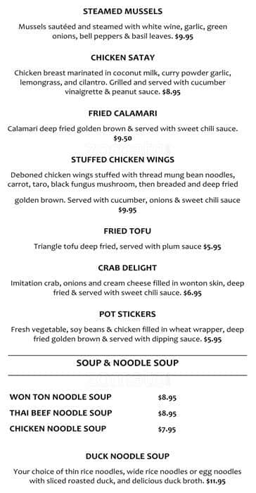 Menu at Royal Orchid Restaurant, Renton