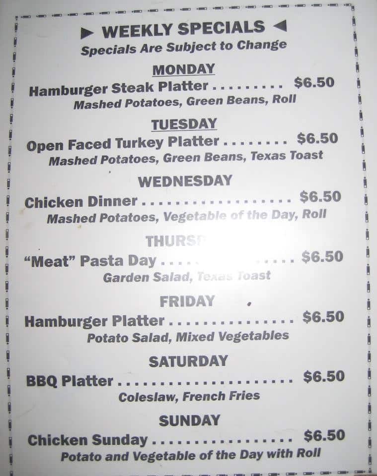 Menu at King's All-American Restaurant & Pub, Louisa