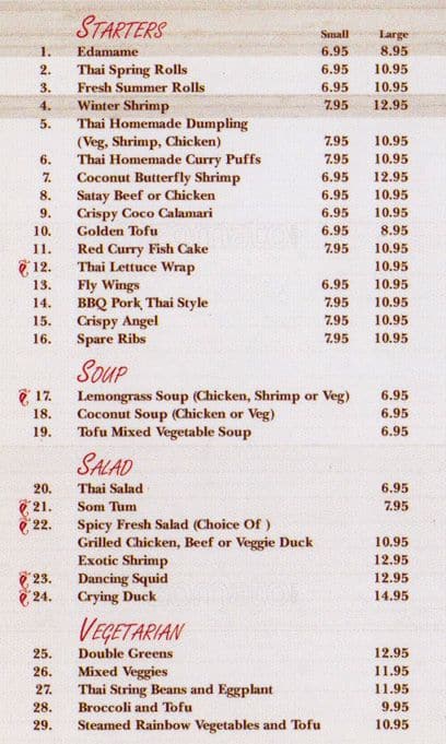 Menu at Thai At Lex restaurant, New York City