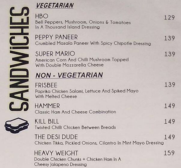 Menu of Sam And Scrooge, Delhi NCR, Noida