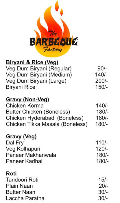 Menu at The Barbeque Factory, Mumbai
