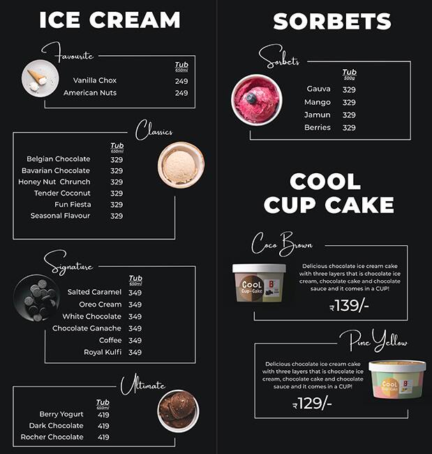 Menu of Brain Freeze Ice Cream & Desserts, Worli, Mumbai