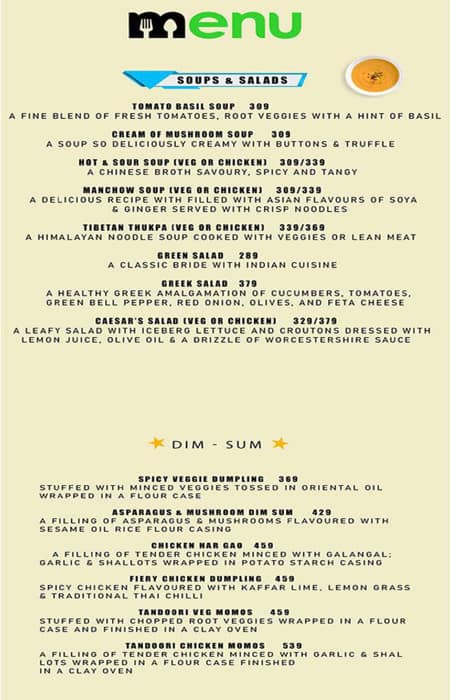 Menu of Where Else, Sector 59, Gurgaon