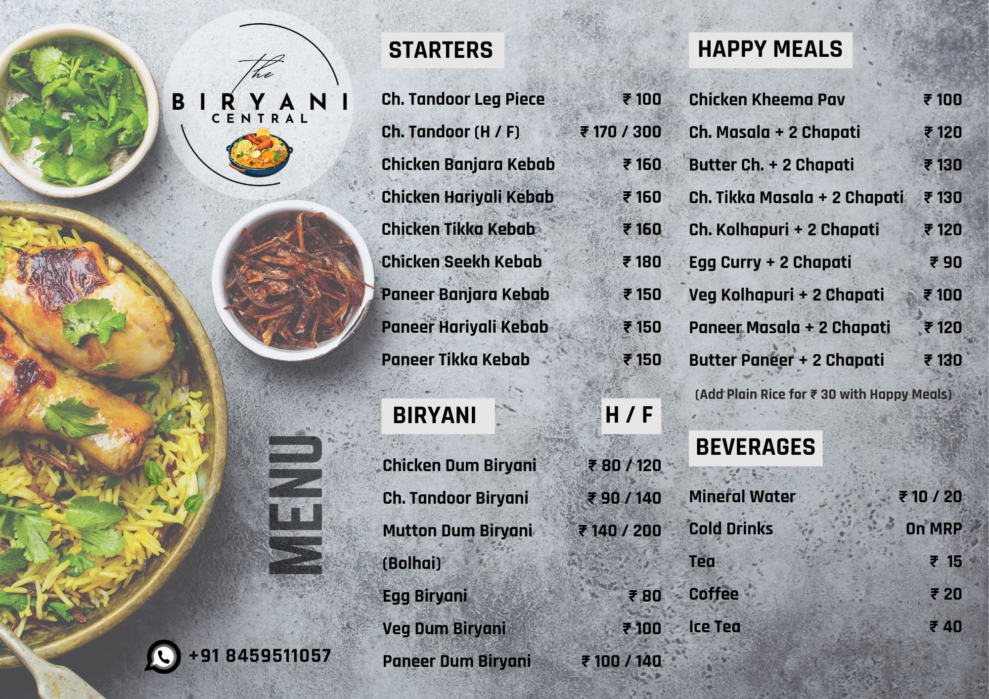 Menu of The Biryani Central, Pune-Solapur Road, Pune