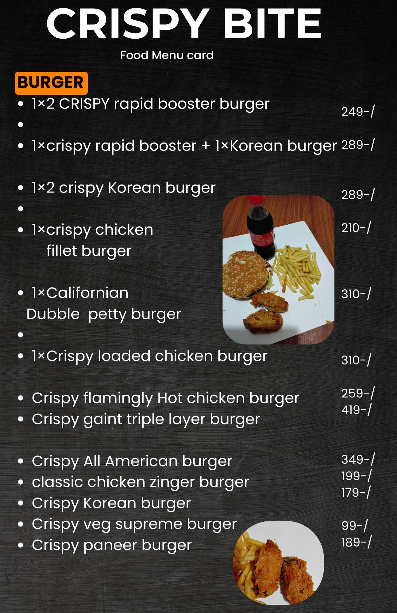 Menu of Crispy Bite, BTM, Bangalore