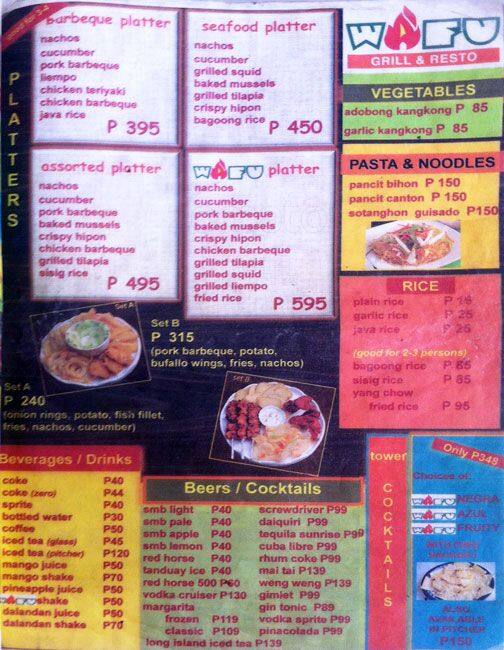 Menu at Wafu Grill and Resto pub & bar, Makati