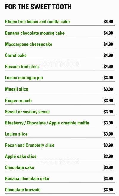 Menu at Level 1 Te Papa Cafe, Wellington