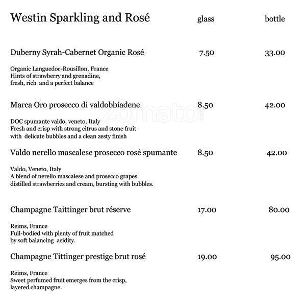 Menu at The Atrium at The Westin Dublin, Dublin