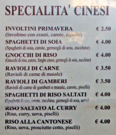 Menu at Mulin de Milan restaurant, Milan