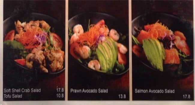 Menu at Ryu Sushi Train, Joondalup