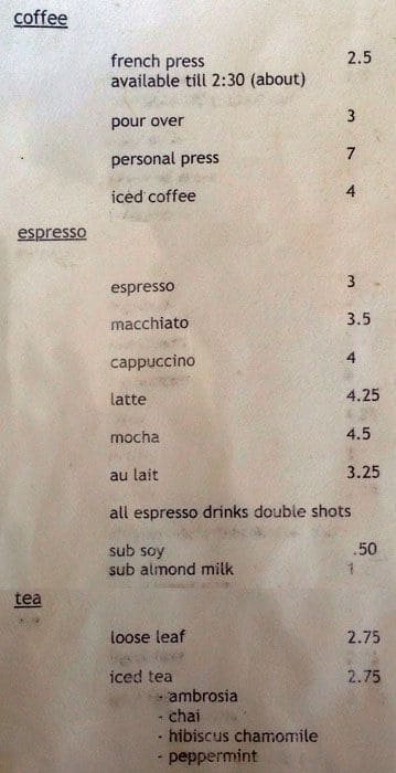 Menu at Arbor Cafe, Oakland