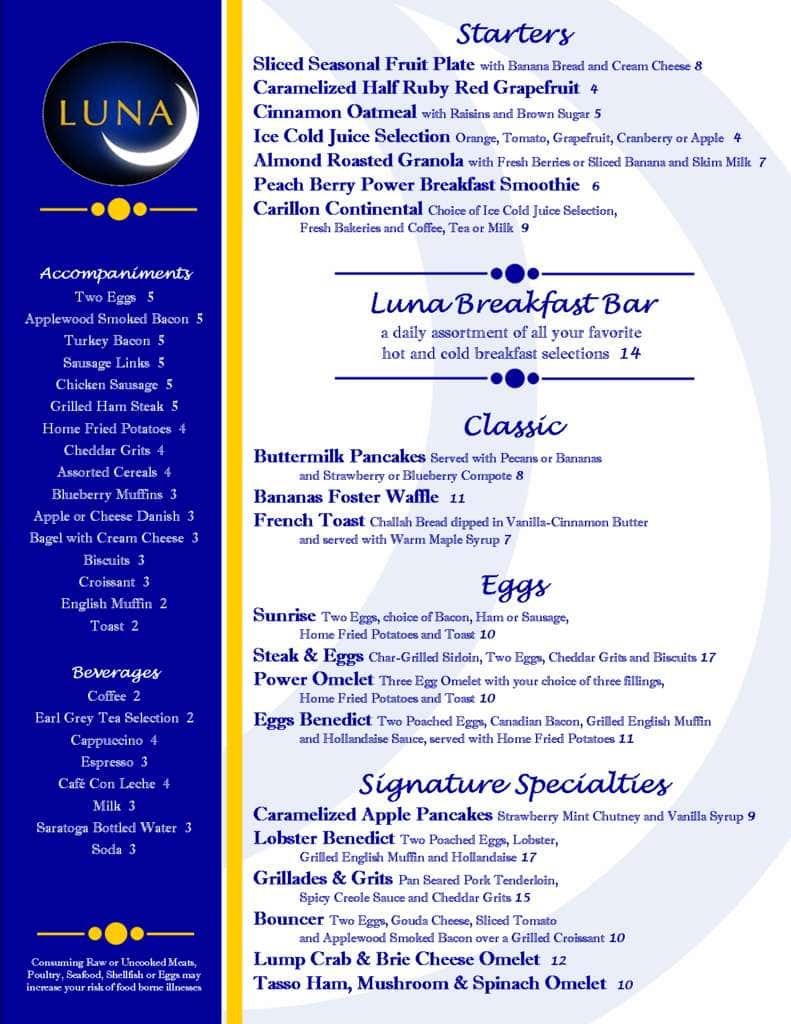 Menu at Luna Lux Restaurant & Lounge, Saint Petersburg, 950 Lake ...