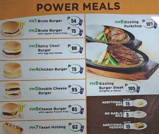 Menu at Orange Brutus restaurant, Cebu City, Cinco Centrum