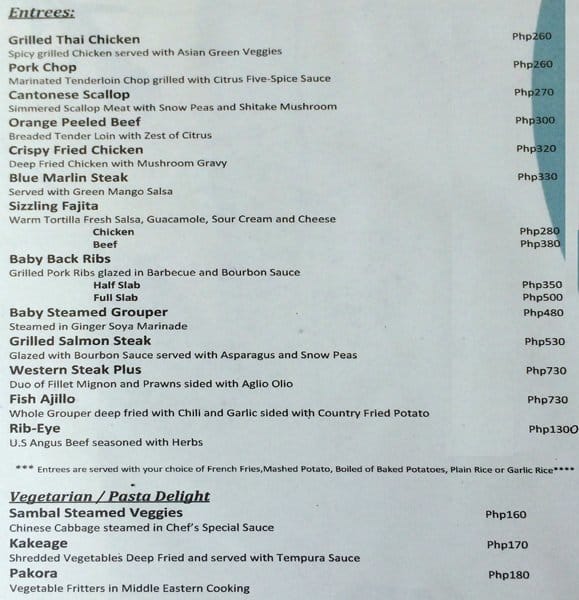 Menu at Kai restaurant, Cebu City, 312 Juana Osmeña Extension Rd