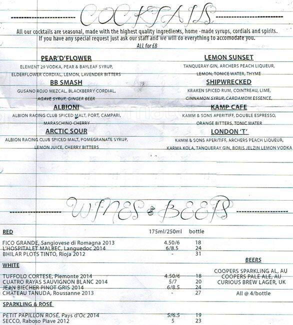 Three Little Birds Menu, Menu for Three Little Birds, Clerkenwell ...