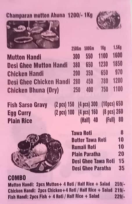 Menu of The Champaran Meat House, DLF Phase 3, Gurgaon