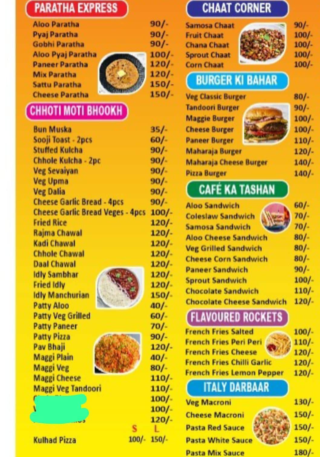 Menu of Baking Bug, Sector 135, Noida
