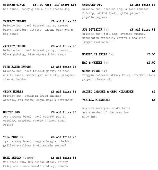 Menu at BrewDog Shepherd's Bush pub & bar, London, 15-19 Goldhawk Rd