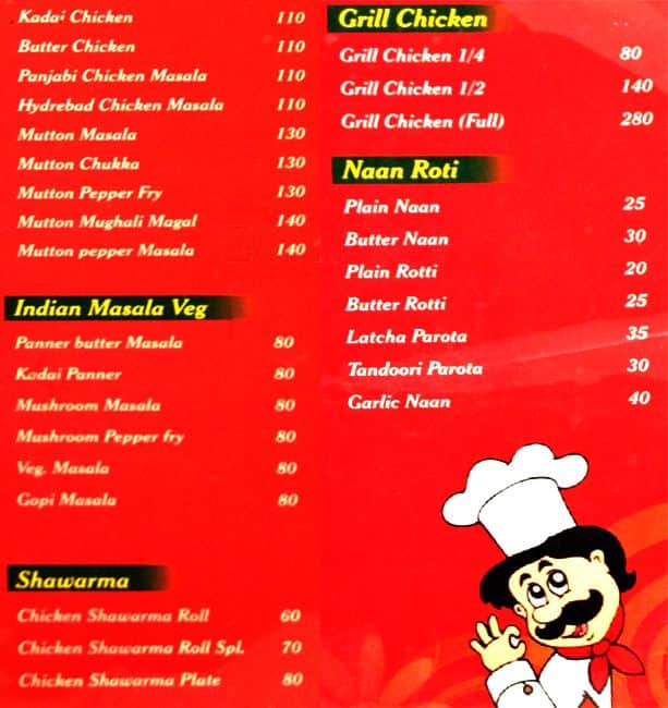 Menu at Alif Briyani, Chennai, Kottu Road