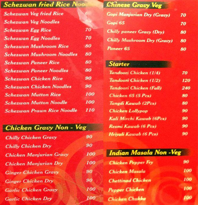 Menu at Alif Briyani, Chennai, Kottu Road