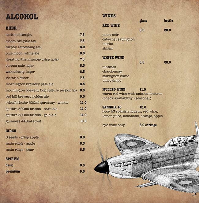 Menu at Spitfire Restaurant & Grill, Rosebud