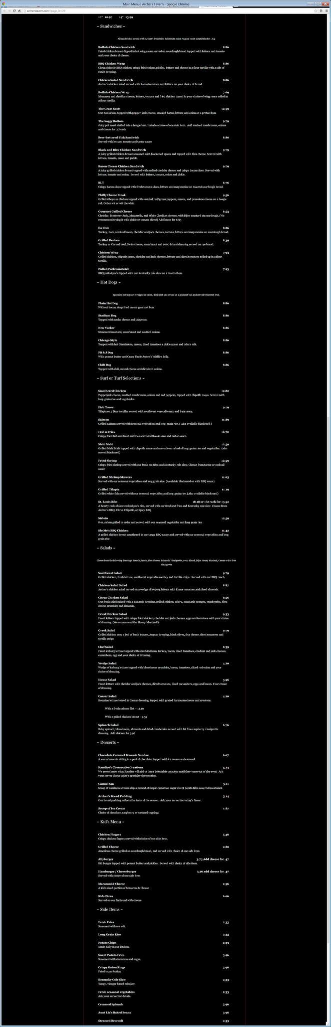 Menu at Archers Tavern Centerville restaurant, Centerville