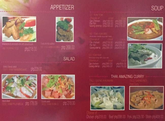 Menu at Bangkok Cafe, Makati, 6801 Ayala Ave
