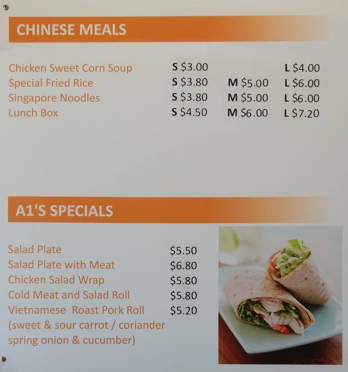Menu at A-1 Nibbles fast food, Huntingdale