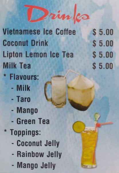 Menu at Urban Saigon restaurant, Salisbury