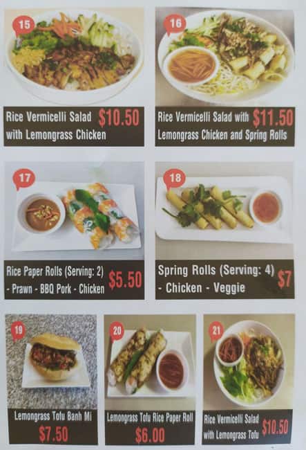 Menu at Urban Saigon restaurant, Salisbury