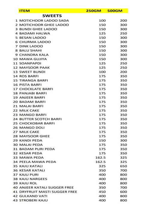 Menu at Bikks Bikaner, Navi Mumbai, Shop 4