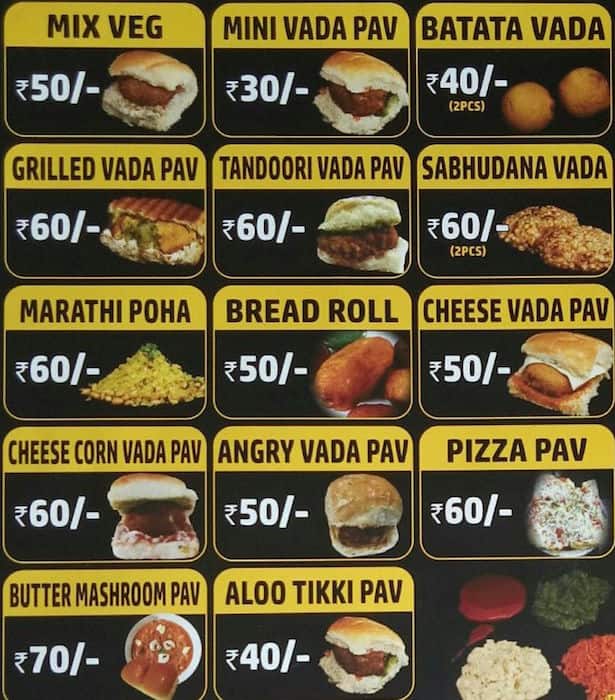 Menu at Datta Bhau Vada Pav, Ludhiana, Shop 4 SCF-25