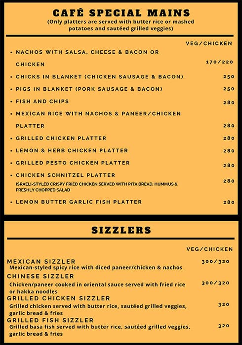 Menu at Cafe Gram, Guwahati, 104
