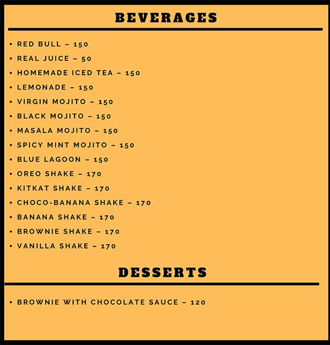 Menu at Cafe Gram, Guwahati, 104