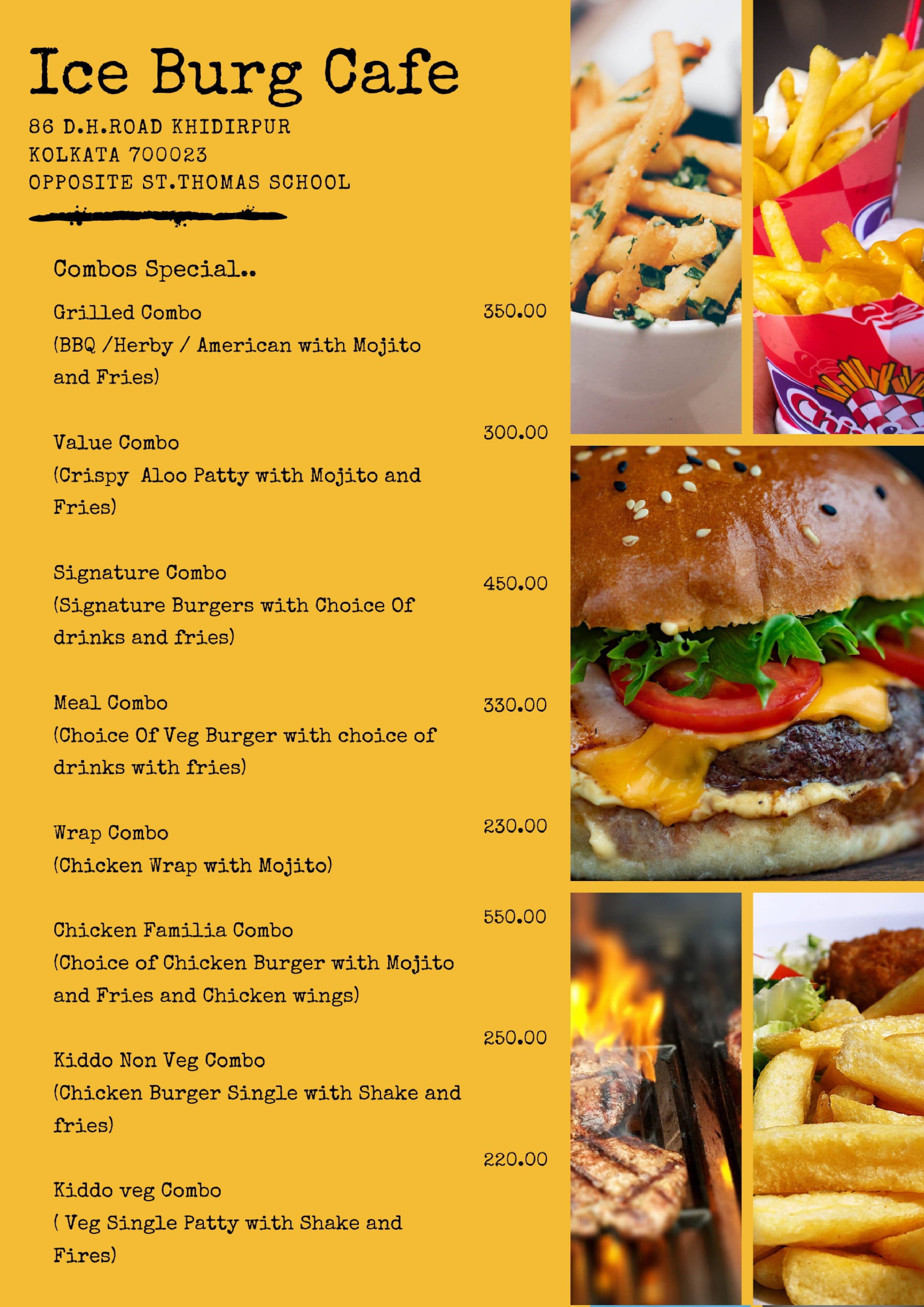 Menu of Ice Burg Cafe, Kidderpore, Kolkata
