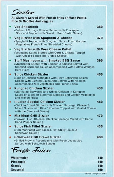 Menu at The illusion Cafe, Bengaluru