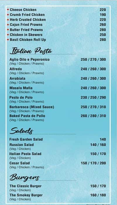 Menu at The illusion Cafe, Bengaluru
