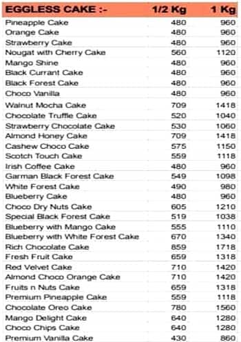 Menu at The Cake Bakers, Chennai, No.4/74C