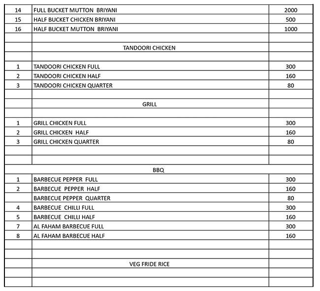 Menu at KPS AMBUR BIRIYANI, Chennai